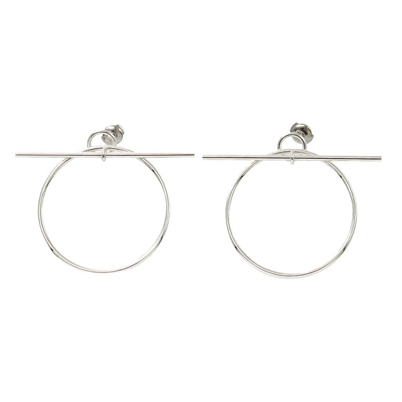 Hermes | Jewelry | Hermes Hermes Loop Mm Earrings Sv Silver 925 Pierced | Poshmark